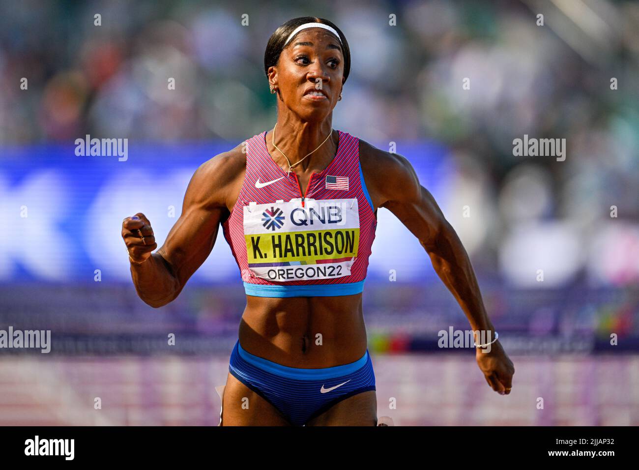 EUGENE, UNITED STATES - JULY 24: Kendra Harrison of USA competing on ...