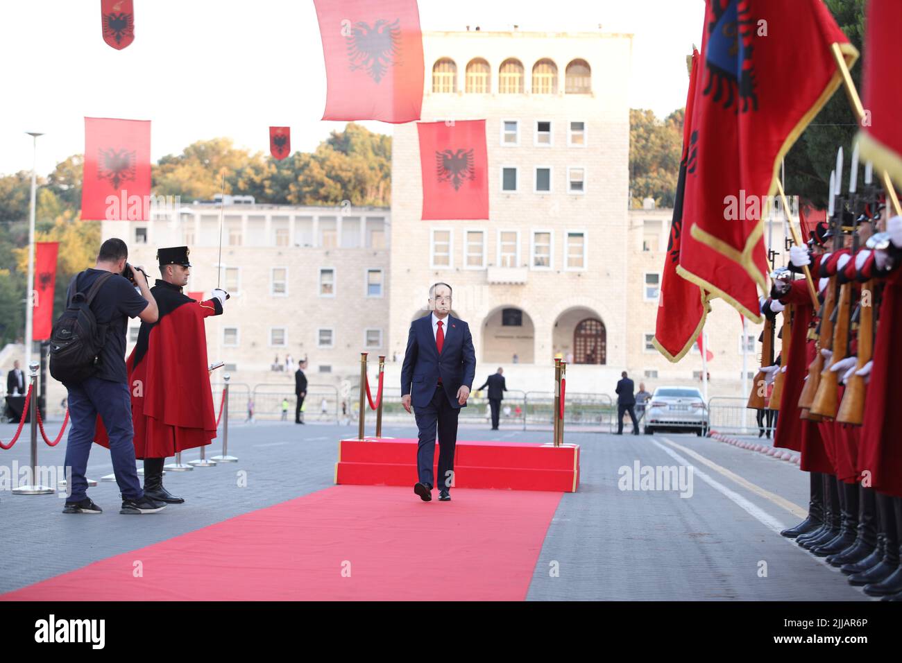 Tirana. 24th July, 2022. Newly-elected Albanian President Bajram Begaj ...