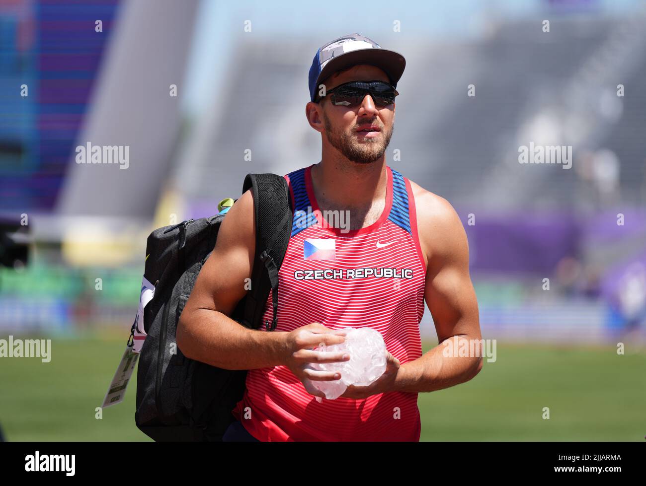 Eugene, USA. 24th July, 2022. Jiri Sykora of the Czech Republic leaves ...