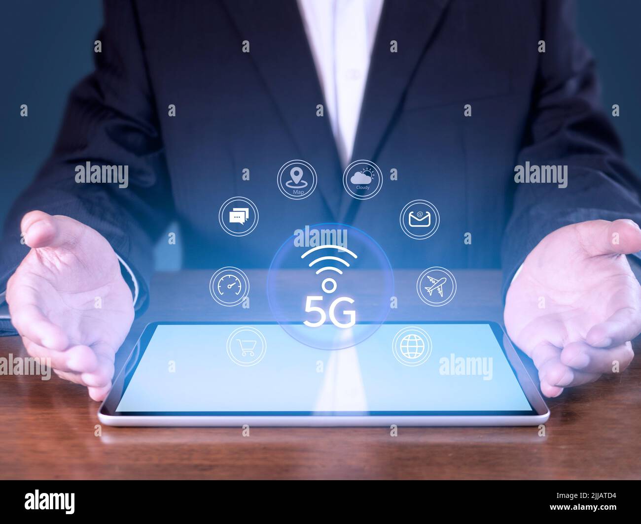 Business network communication concept. 5G Network Internet Mobile ...