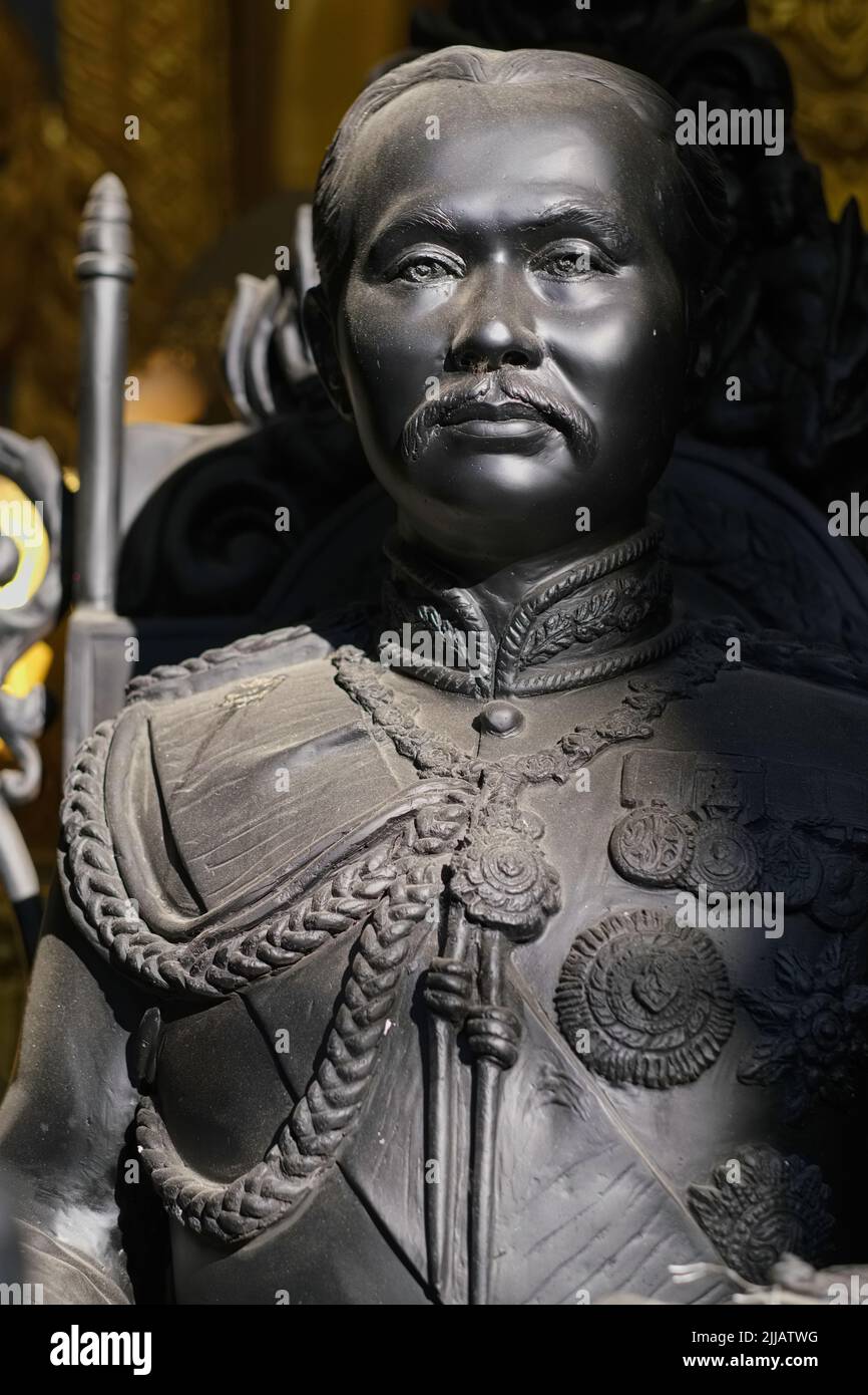 A statue of Thai King Chulalongkorn, Rama V. (1853-1910), outside a ...