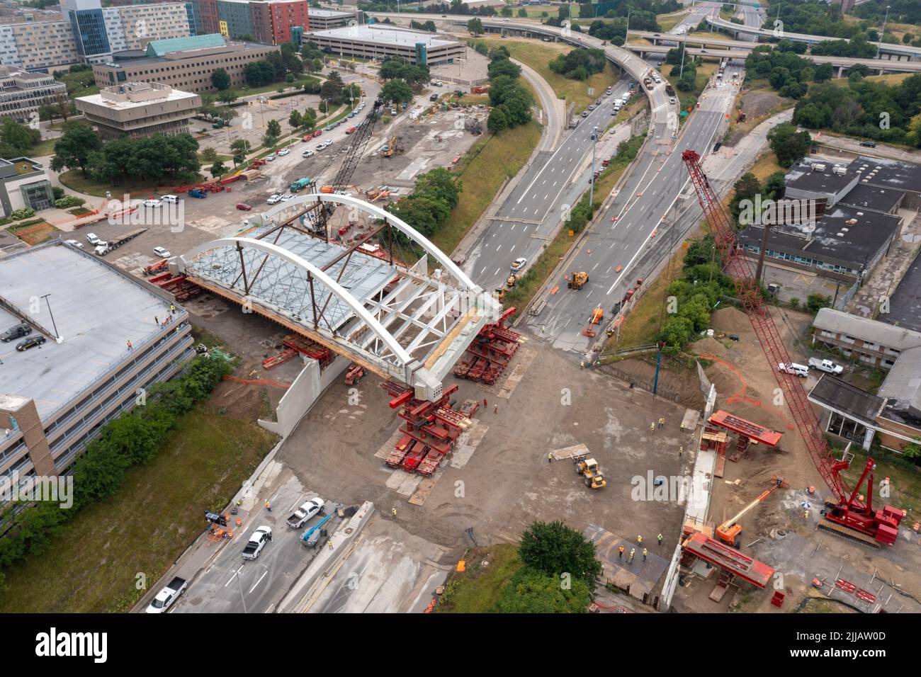 Detroit, Michigan, USA. 24th July, 2022. The new Second Avenue bridge ...