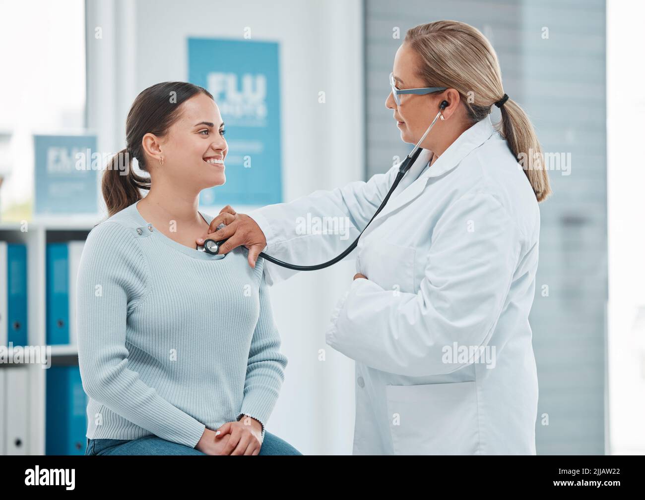 Ive been taking better care of myself, doctor. a doctor examining a patient with a stethoscope ...