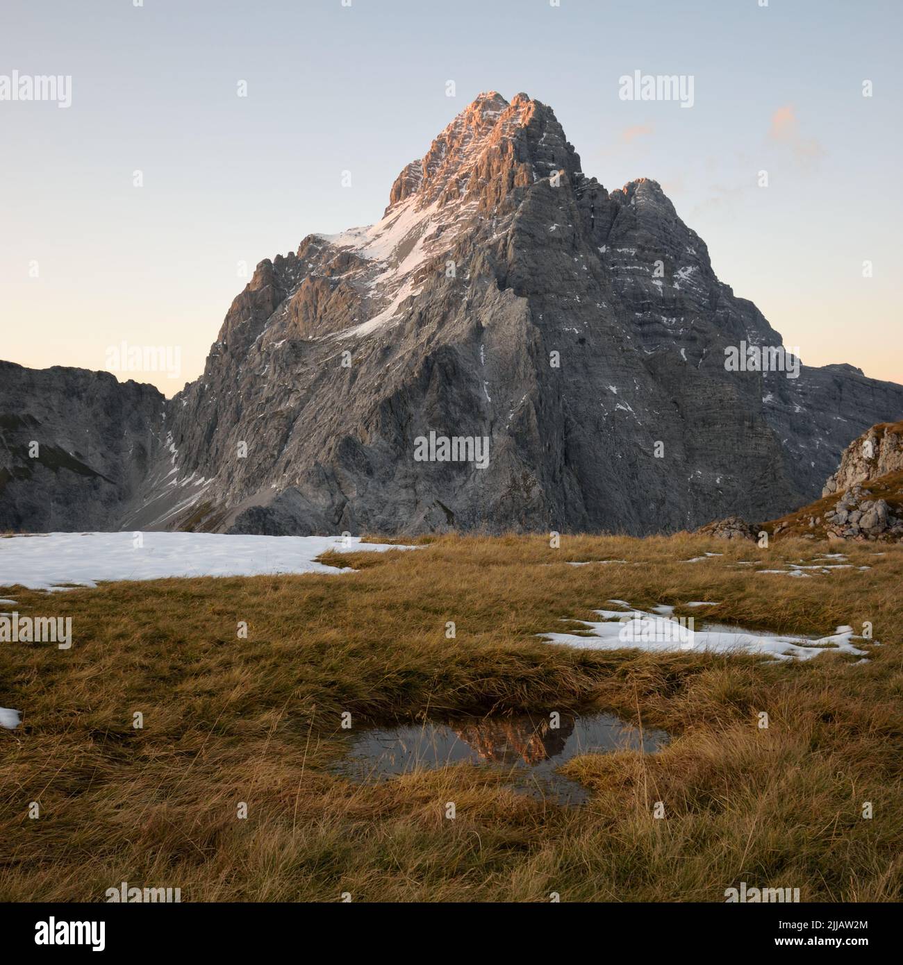 Famous Mt. Watzmann from the south side at sunset, from peak of Mt ...