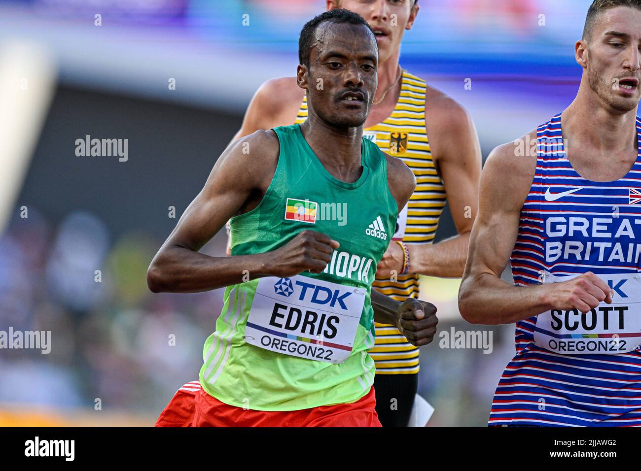 EUGENE, UNITED STATES - JULY 24: Muktar Edris of Ethiopia competing on ...