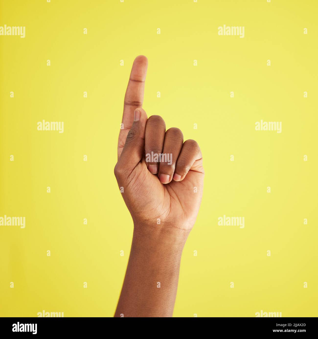 I have something to say. Studio shot of an unrecognisable man pointing ...