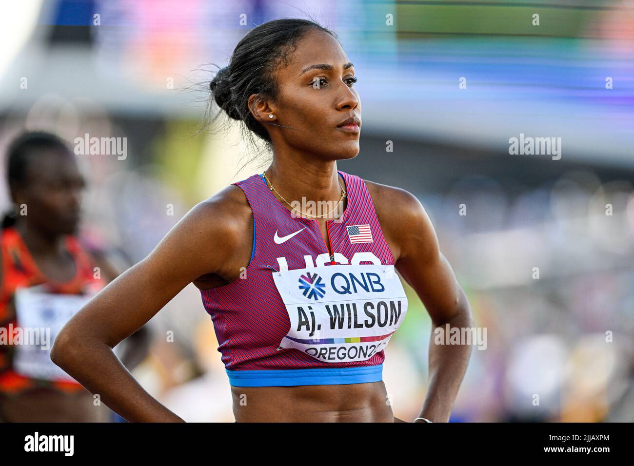 EUGENE, UNITED STATES - JULY 24: Ajee Wilson of USA competing on Women ...