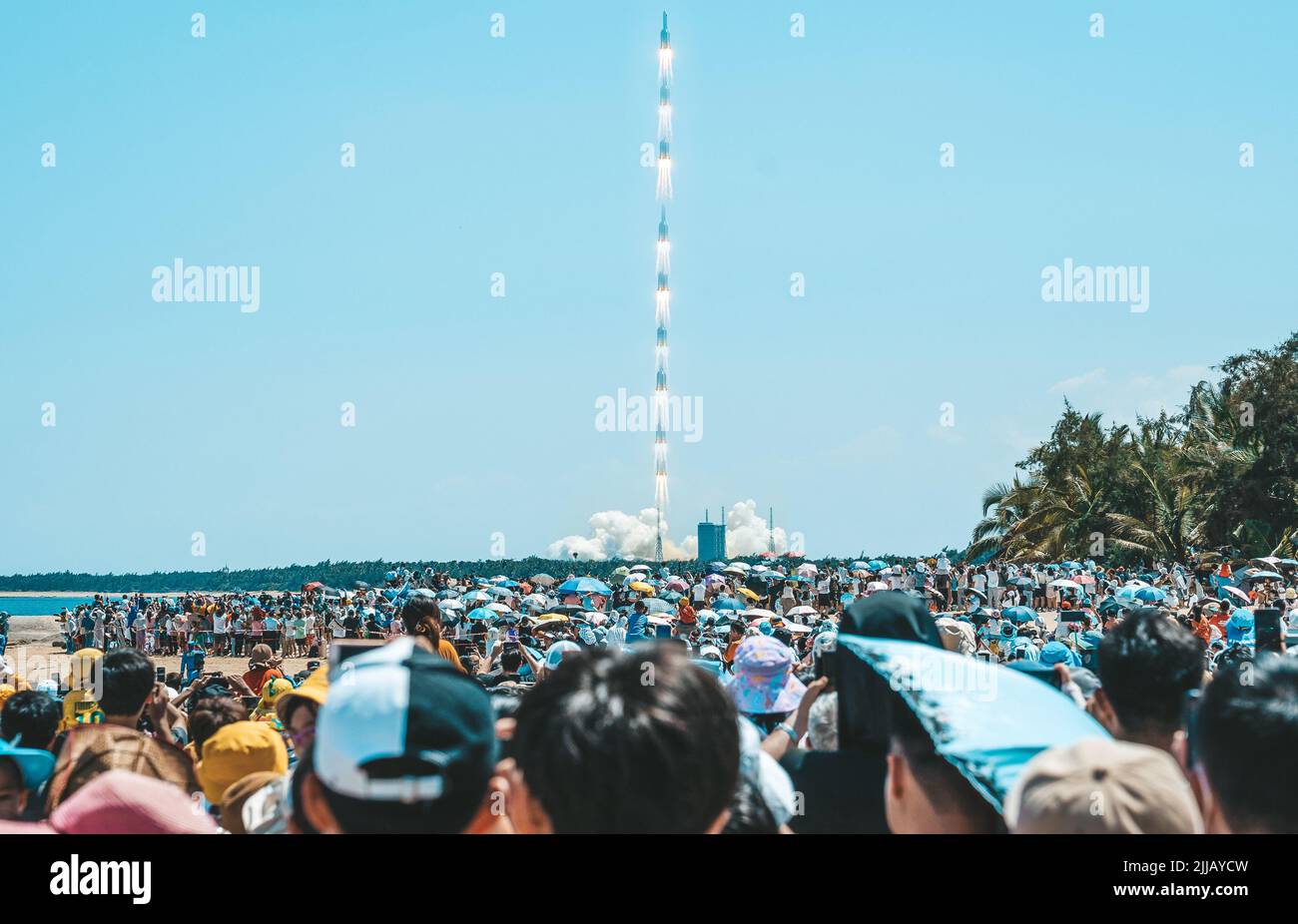 WENCHANG, CHINA - JULY 24, 2022 - A Long March-5B-3 carrier rocket ...