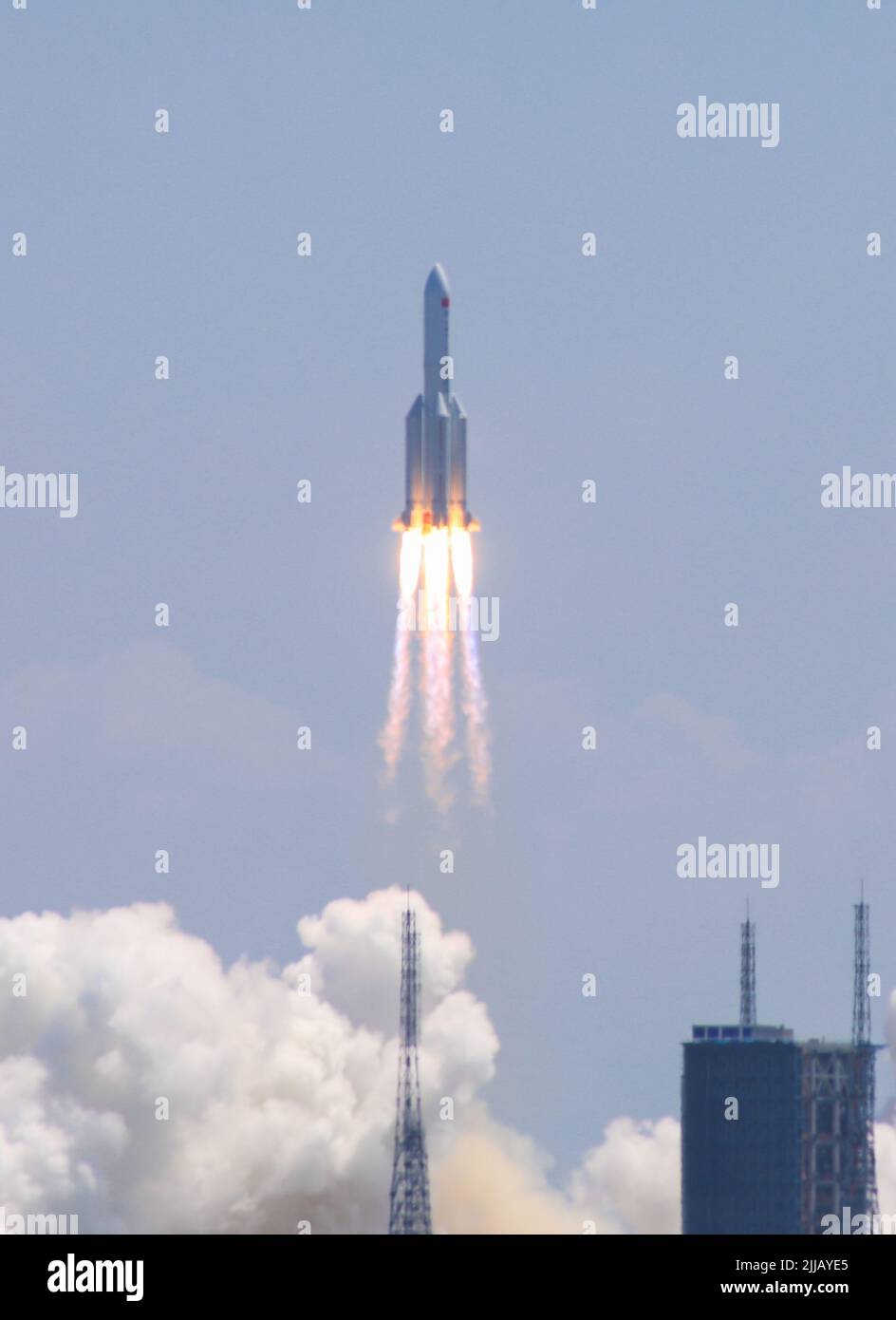 WENCHANG, CHINA - JULY 24, 2022 - A Long March-5B-3 carrier rocket ...
