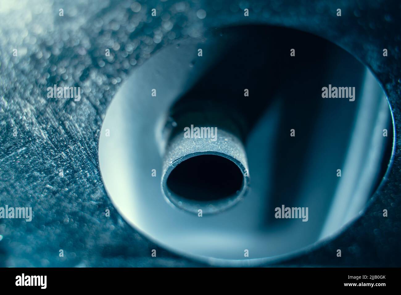 Gasoline generator exhaust pipe and burn protection close-up Stock ...