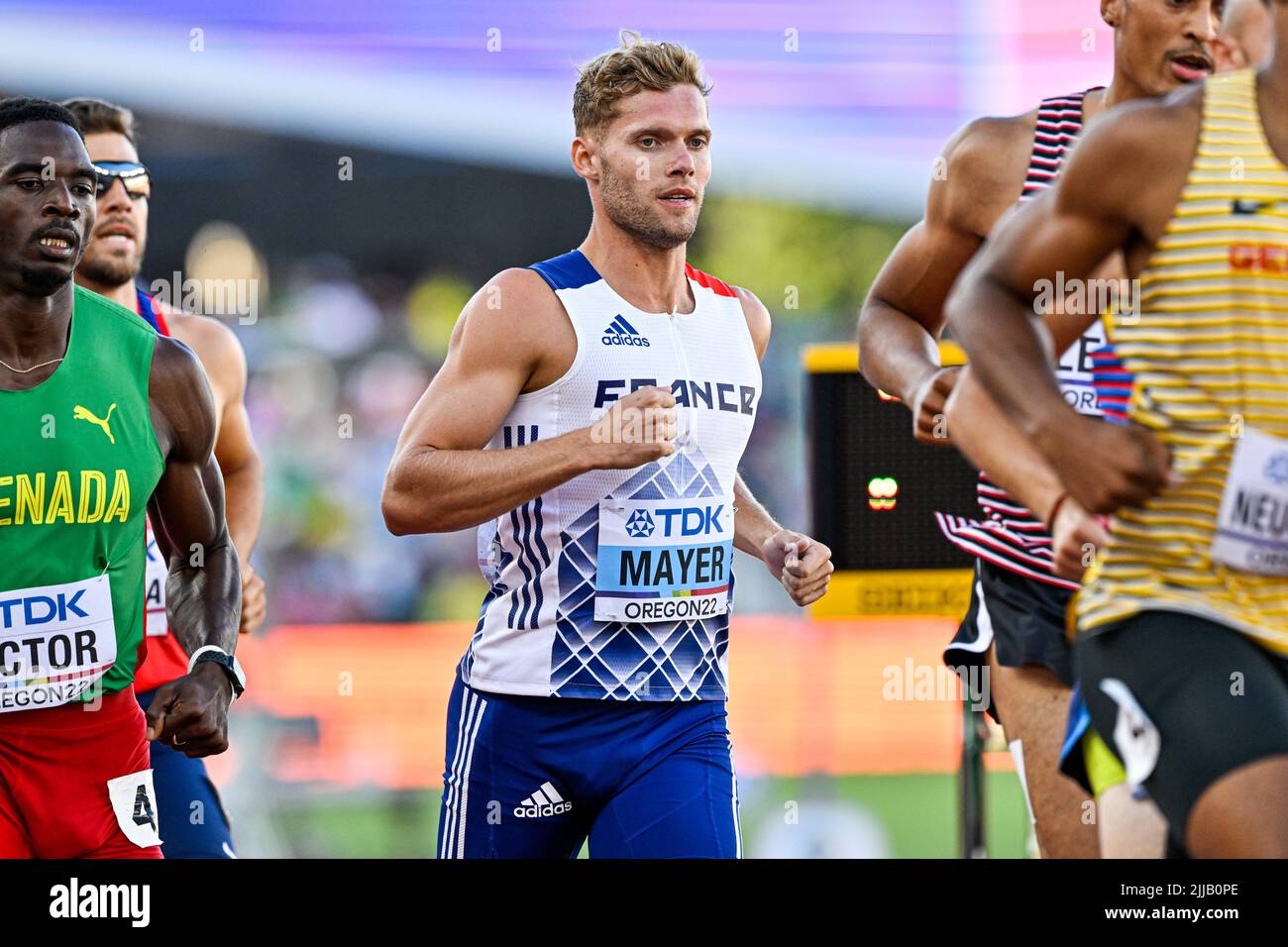 EUGENE, UNITED STATES - JULY 24: Kevin Mayer of France competing on Men ...