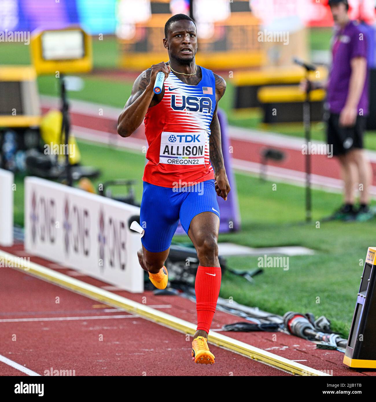 EUGENE, UNITED STATES - JULY 24: Champion Allison of USA competing on ...