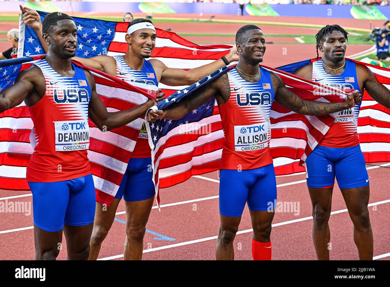 EUGENE, UNITED STATES - JULY 24: Bryce Deadmon of USA, Michael Norman ...