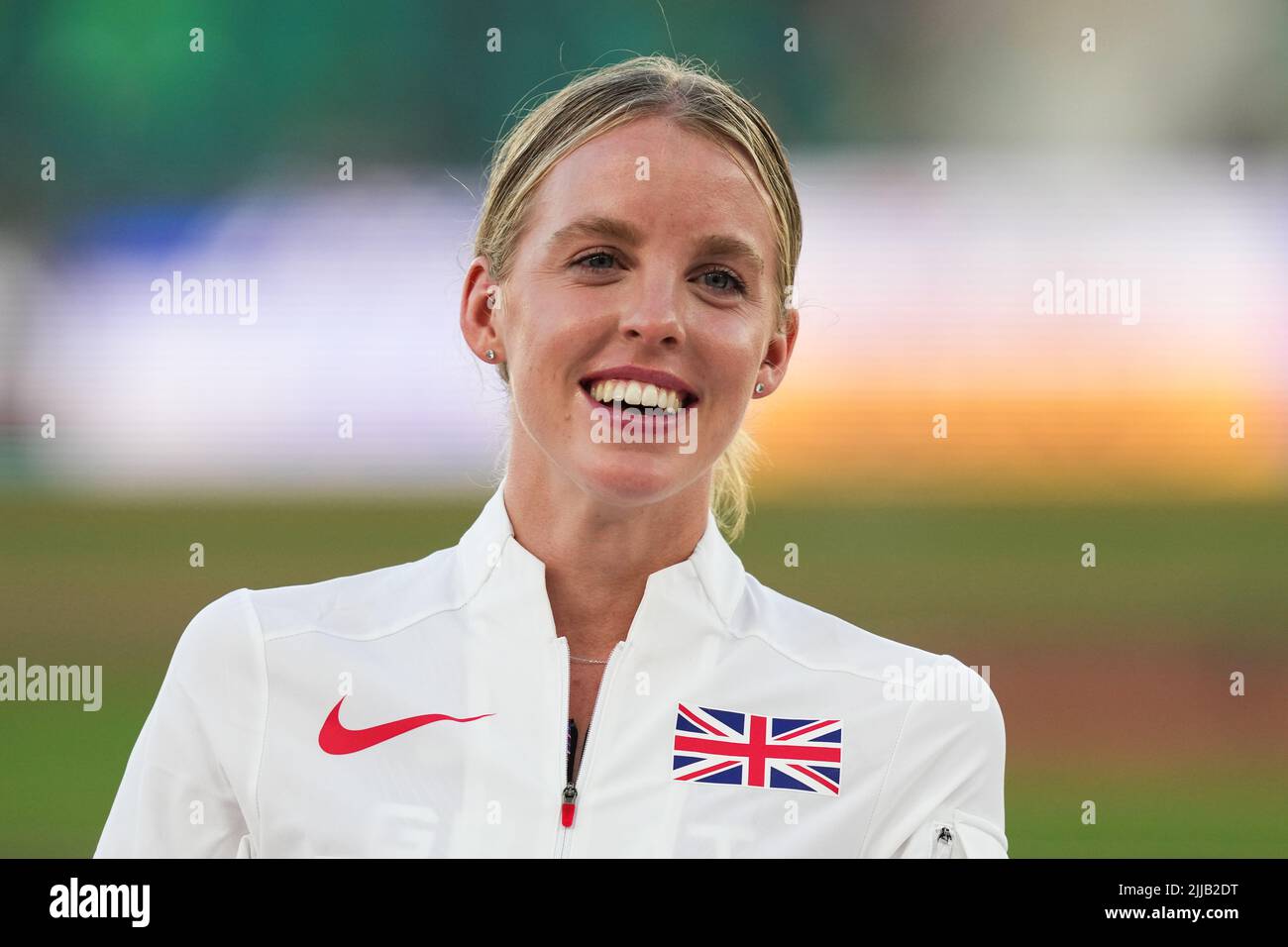 Great Britain's Keely Hodgkinson celebrates with her Silver medal ...