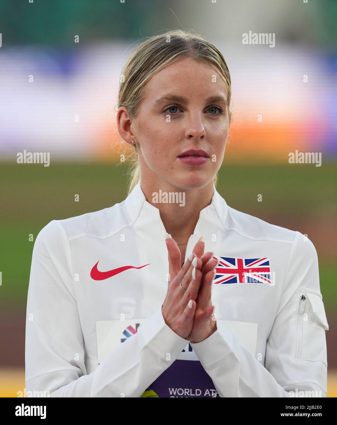 Great Britain's Keely Hodgkinson celebrates with her Silver medal ...