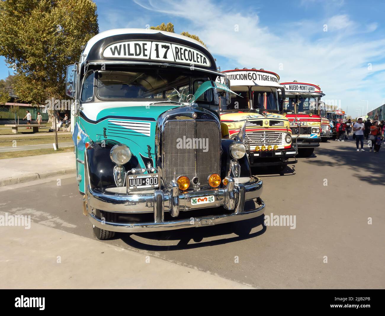 Old aqua Mercedes Benz 911 bus 1972 for public passenger transport in ...