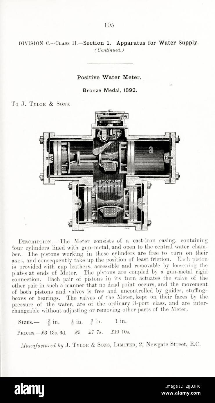 Apparatus for Water Supply. Positive Water Meter from the book ...