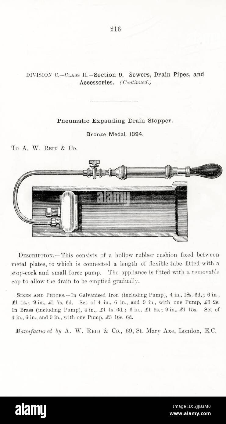 Pneumatic Expanding Drain Stopper. from the book ' Illustrated list of ...