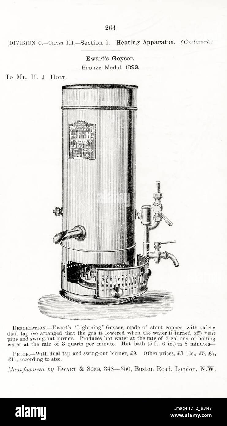 Heating Apparatus Ewart’s Geyser from the book ' Illustrated list of ...
