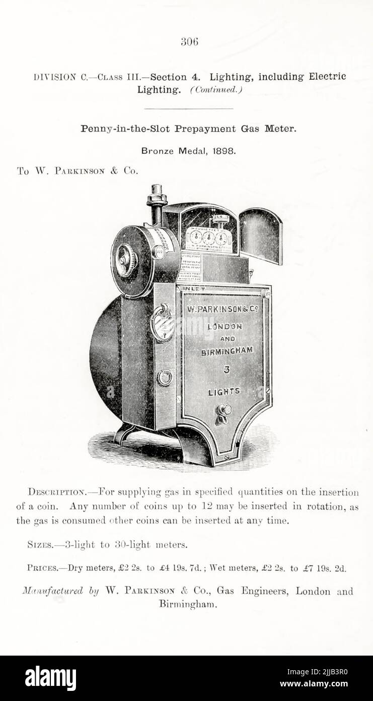 Penny-in-the-Slot Prepayment Gas Meter from the book ' Illustrated list ...