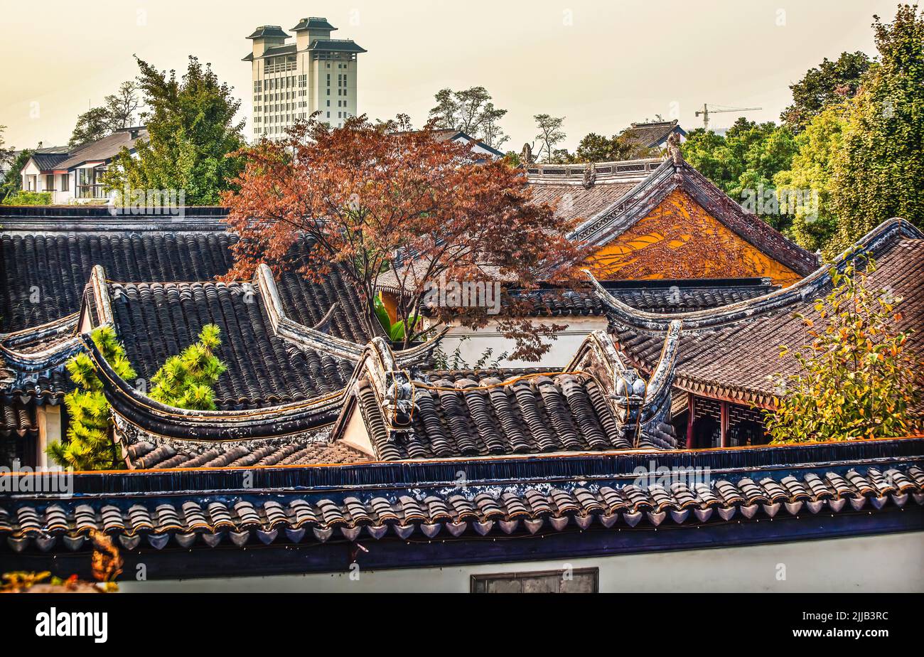 Ancient Suzhou Style Chinese Rooftops Apartments Cityscape Scenic Area ...