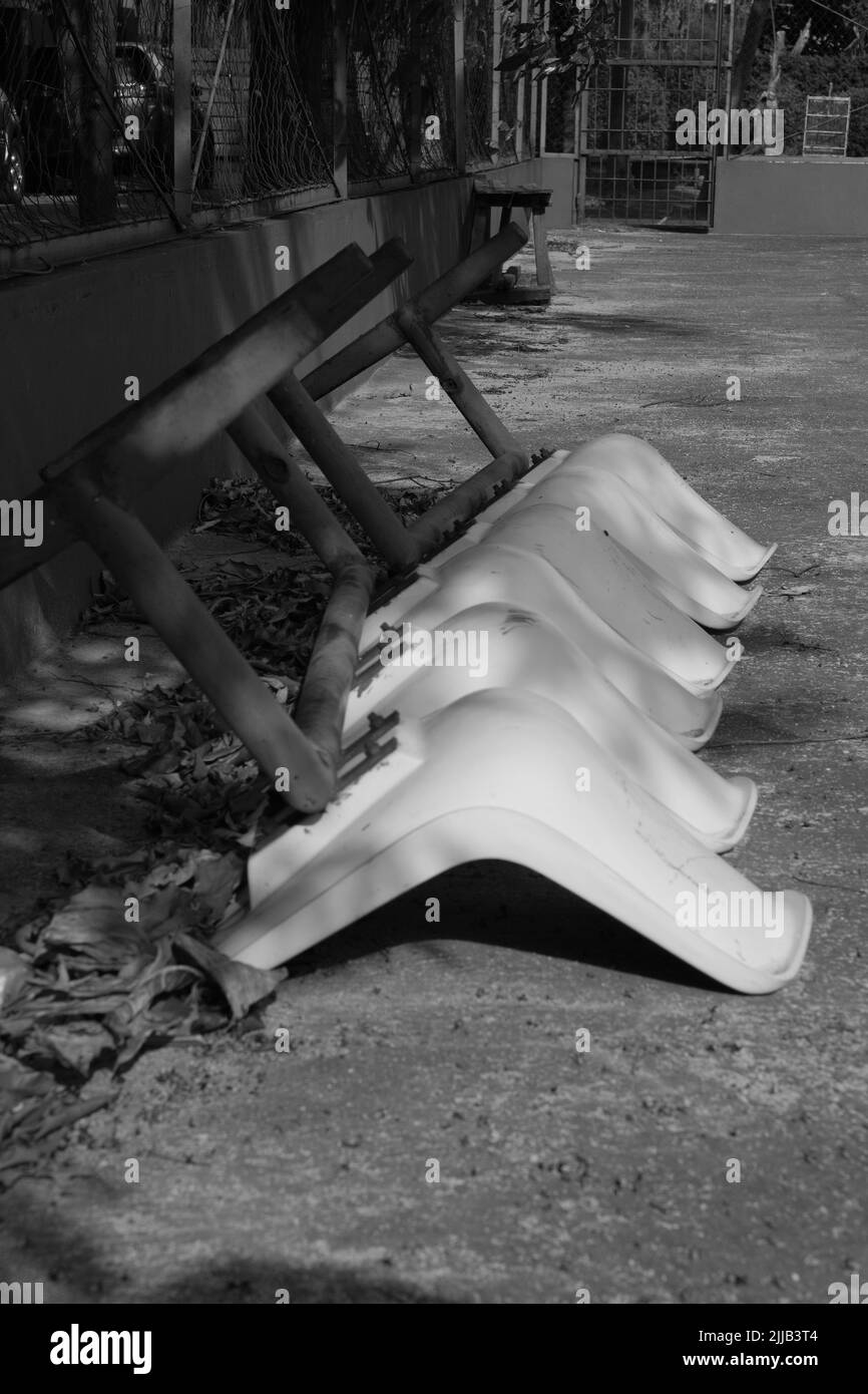 Row of chairs Black and White Stock Photos & Images - Alamy