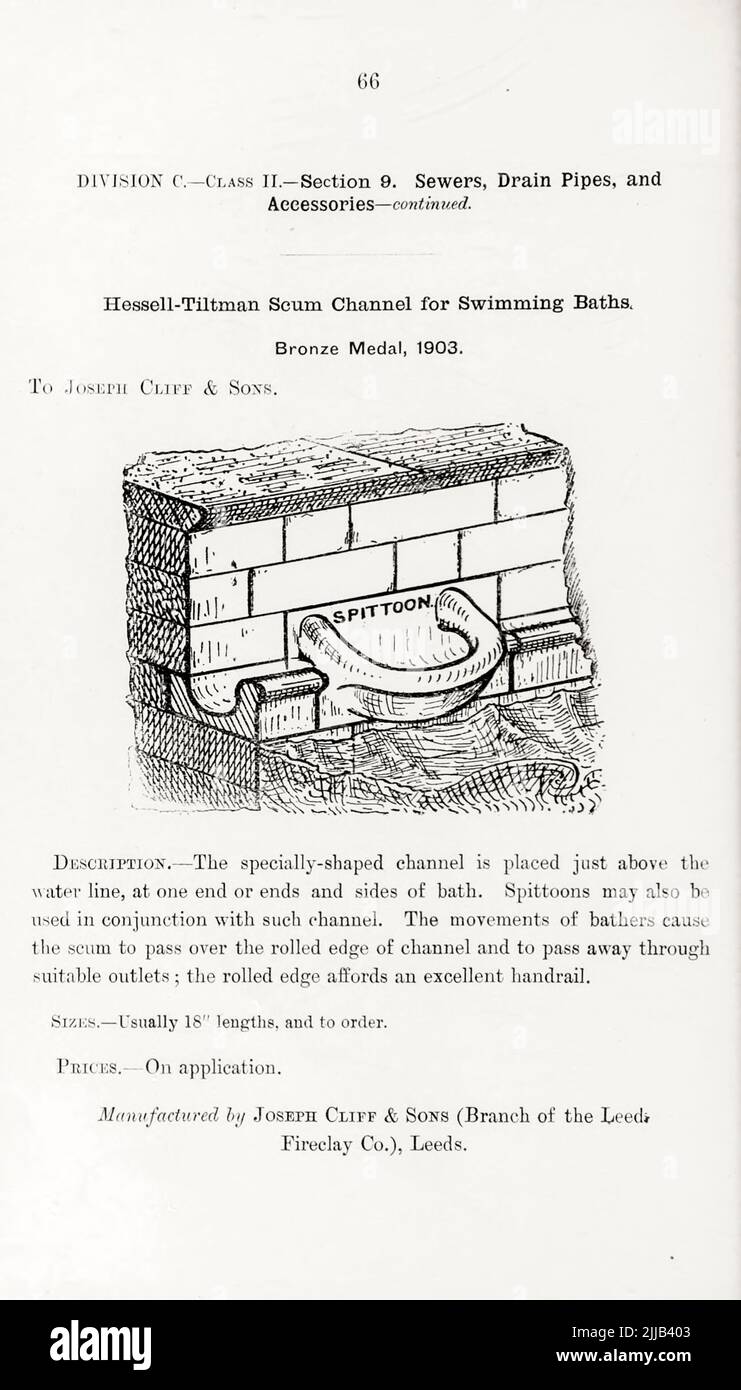 Hessell-Tiltman Scum Channel for Swimming Baths. from the book ...