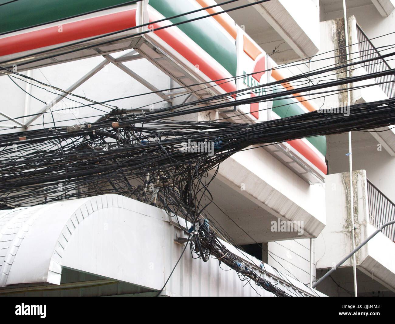 Bangkok Thailand - August 10 2007; Third world country electrical wires ...