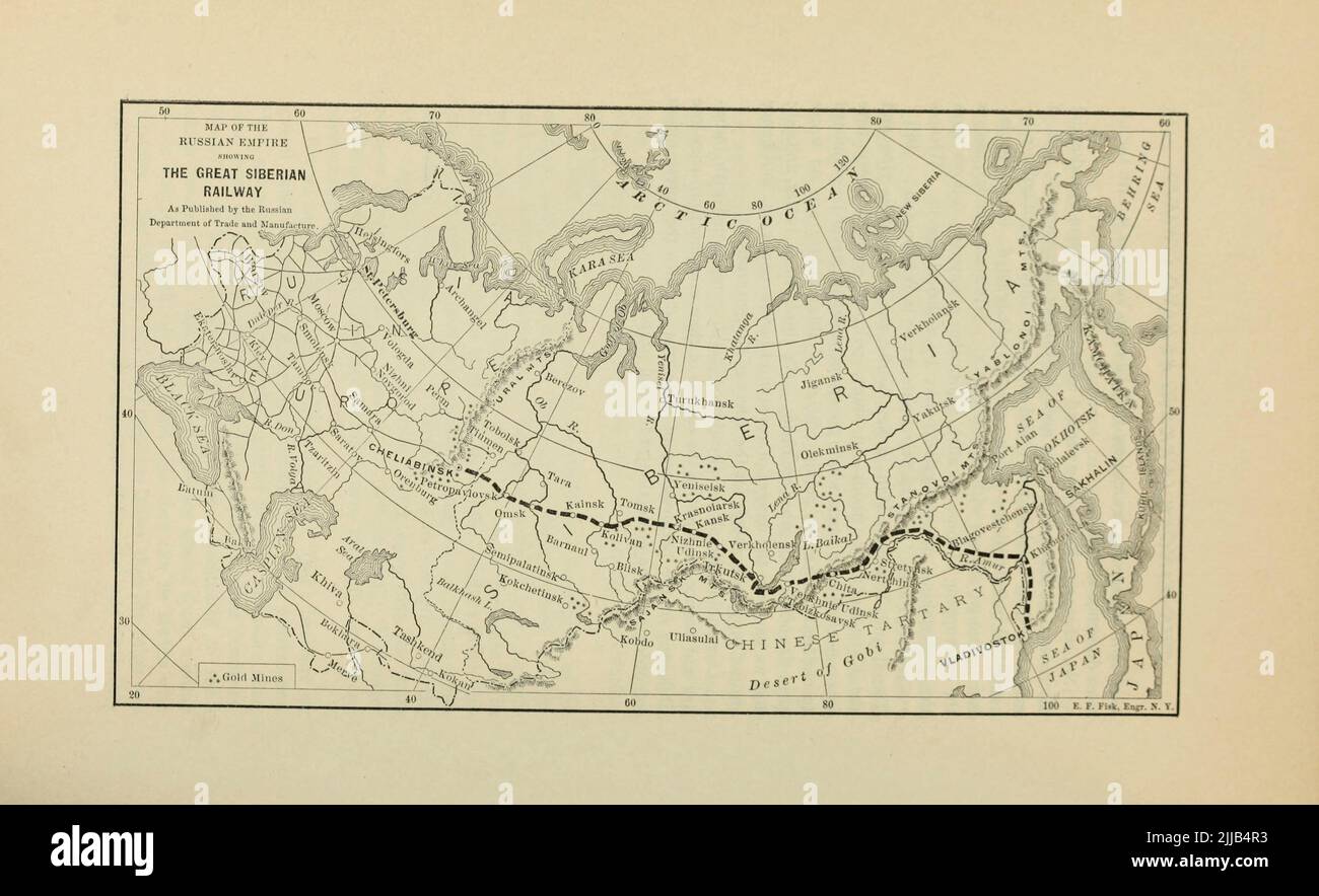 Map of The Great Siberian Railway Line from The Engineering Magazine ...