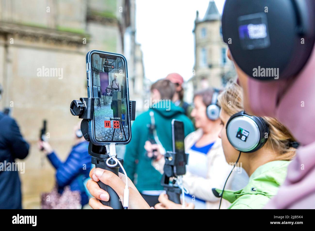 EDITORIAL USE ONLY Participants on the StoryTrail, an interactive walk ...