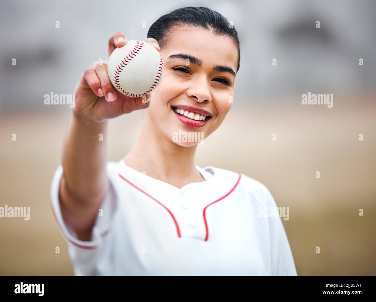 Time for a curve ball. Cropped portrait of an attractive young female ...