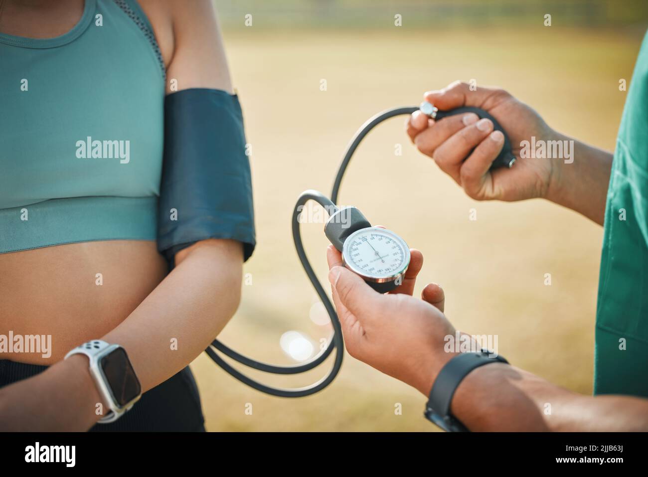 Athletes need to undergo routine health checks. Closeup shot of an ...