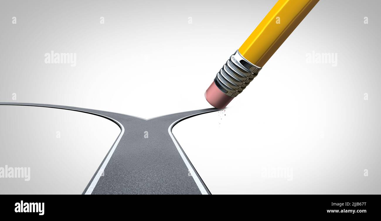 Forcing a choice concept or removing options metaphor as a crossroad ...