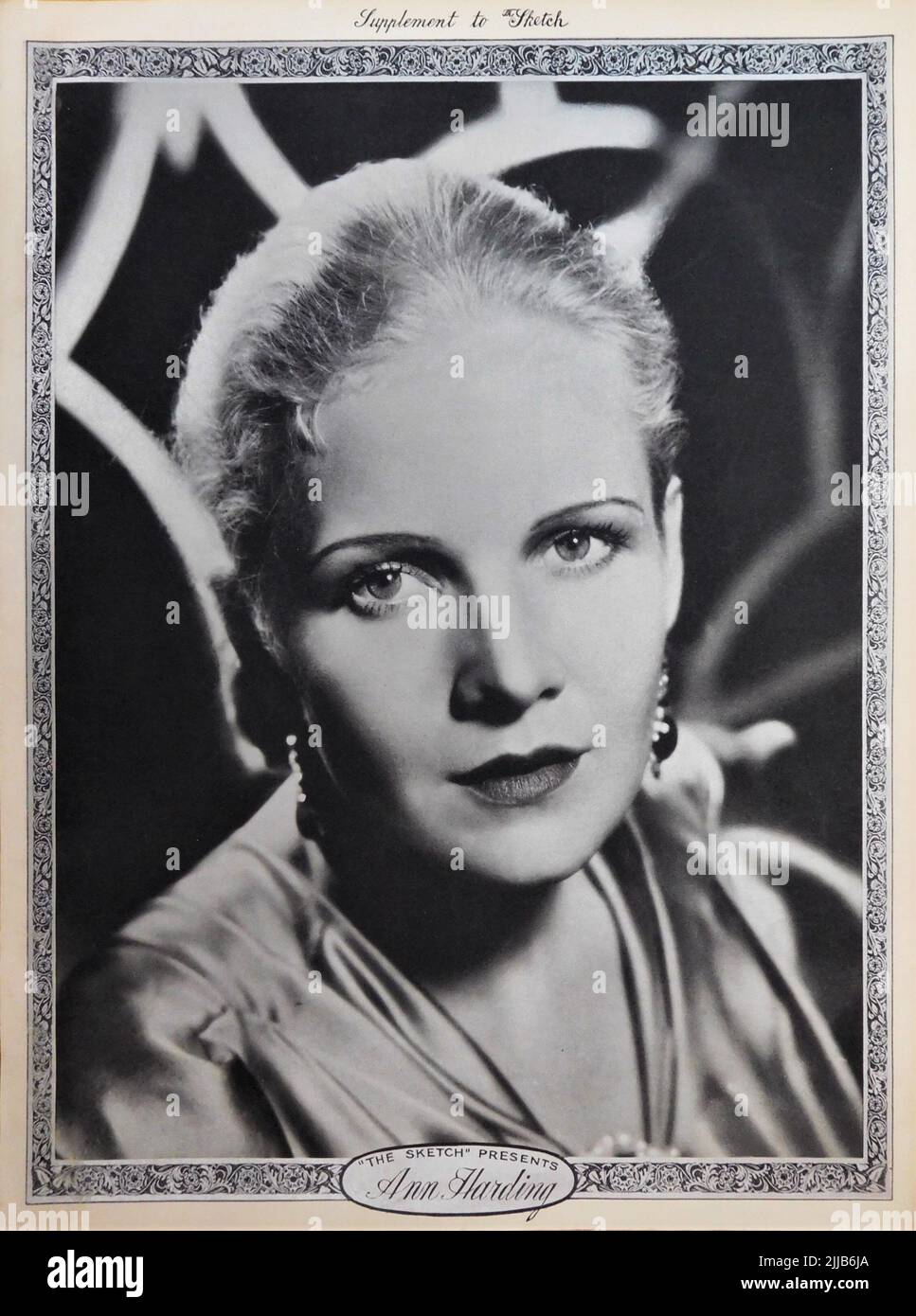 Film Star ANN HARDING Silver Finish Printed Portrait presented in the ...