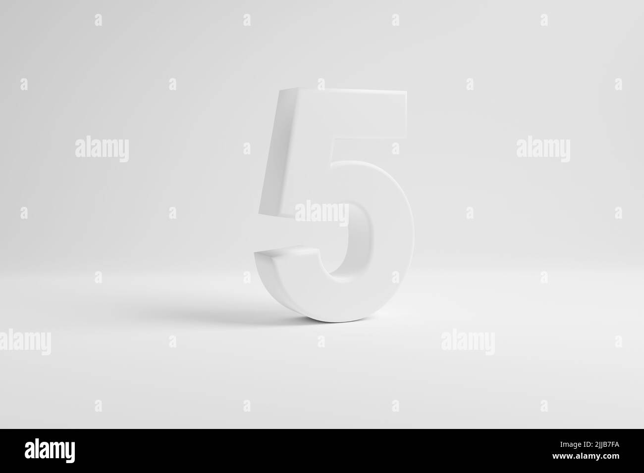 Number five on white background. 3D rendering Stock Photo - Alamy