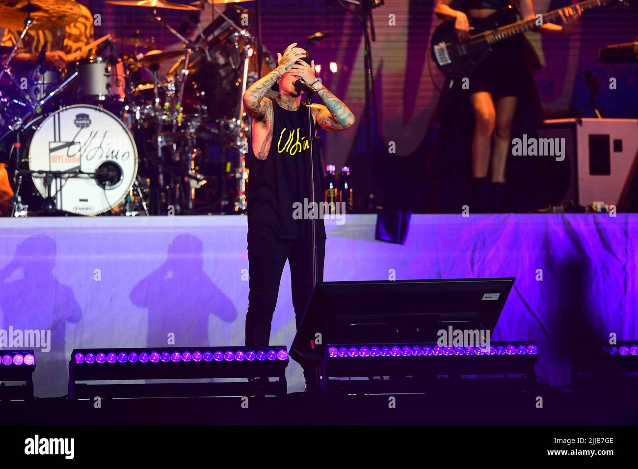 Italian singer Ultimo perform during “Ultimo Stadi 2022” tour, last ...