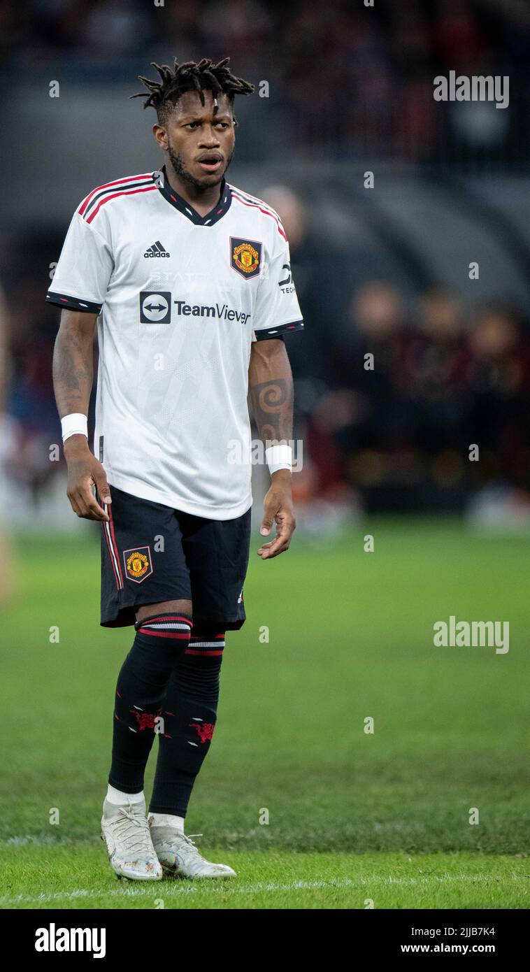 PERTH, AUSTRALIA - JULY 23: Fred of Manchester United during the Pre ...