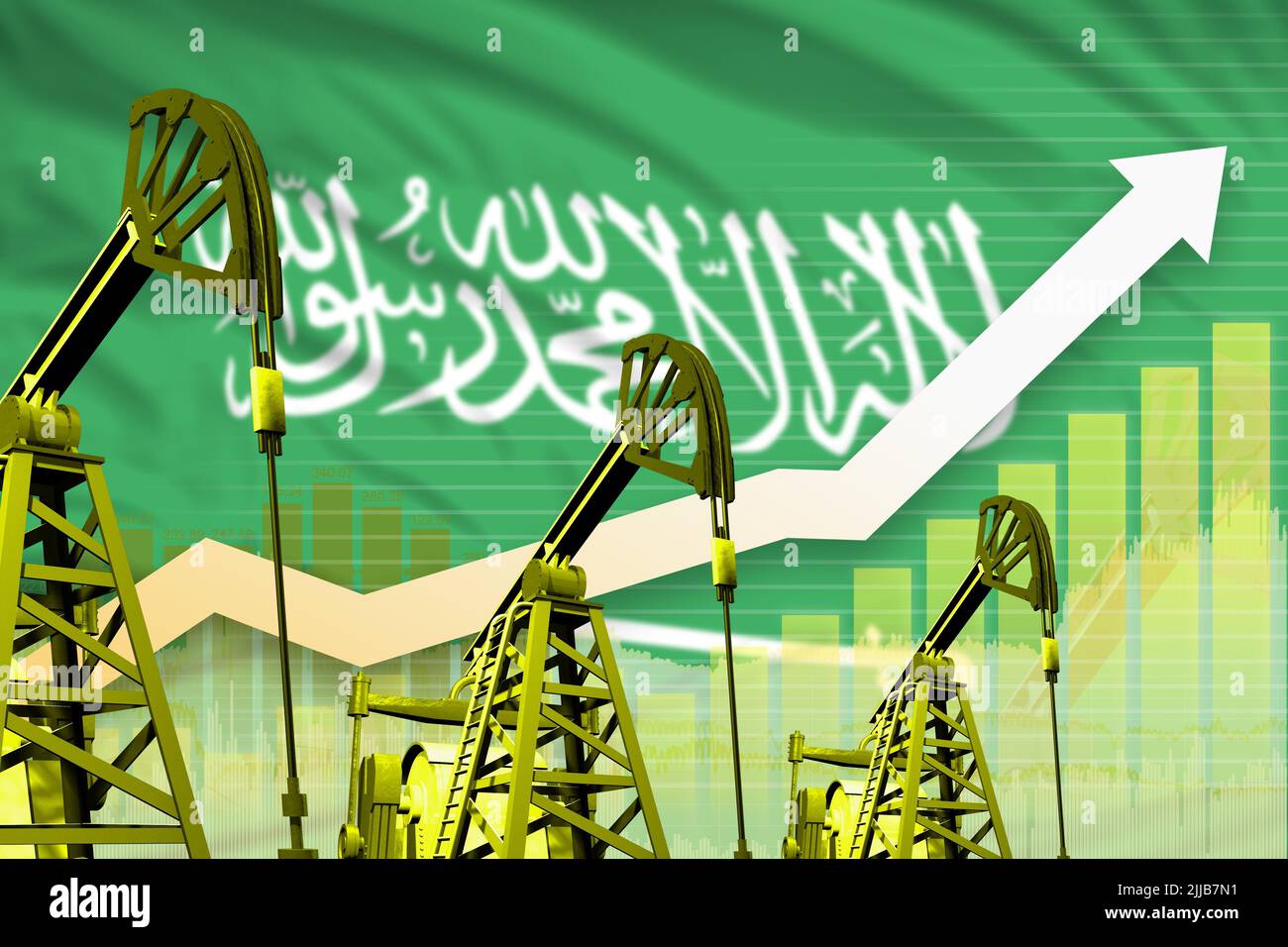 Saudi Arabia oil industry concept, industrial illustration - rising up ...