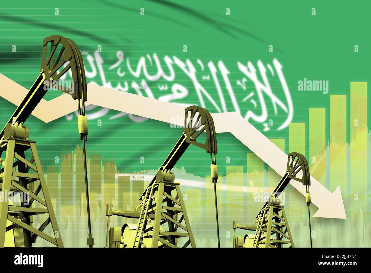 Saudi Arabia oil industry concept, industrial illustration - lowering ...