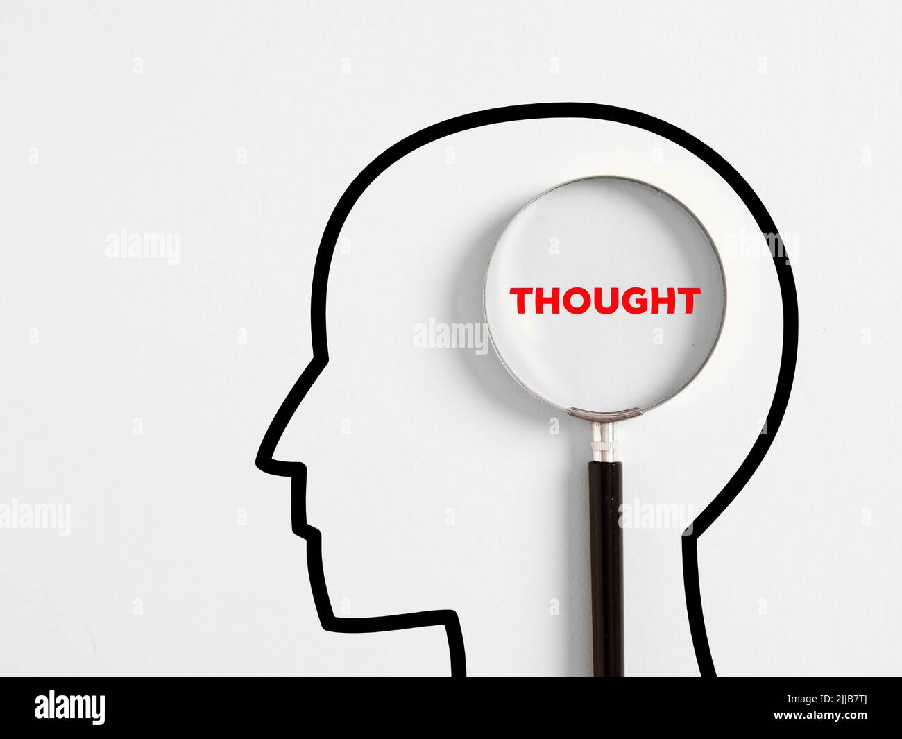 Focusing or analyzing the thoughts, thinking and ideas concept ...