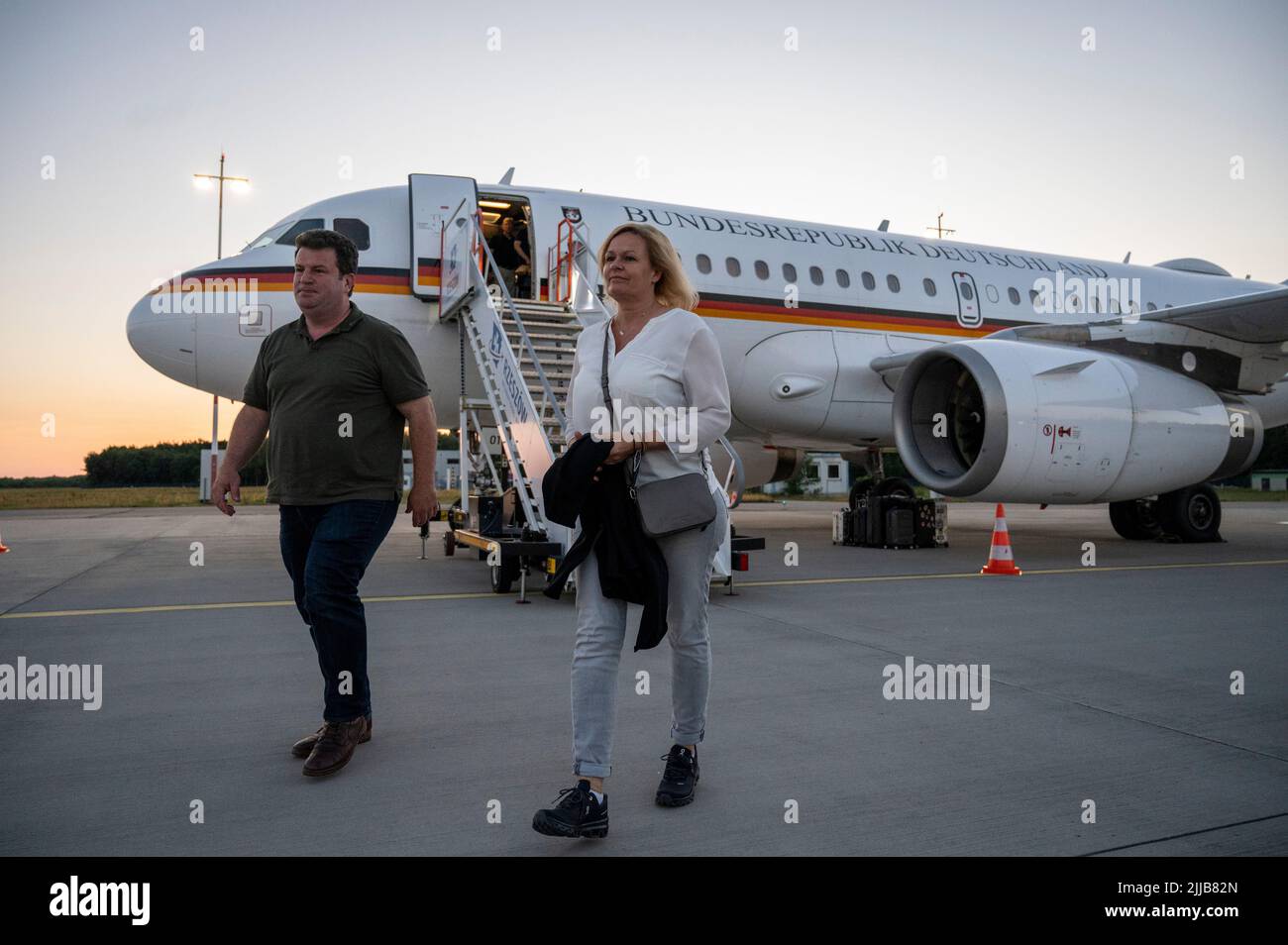 Rzeszow, Poland. 24th July, 2022. Hubertus Heil and Nancy Faeser ...