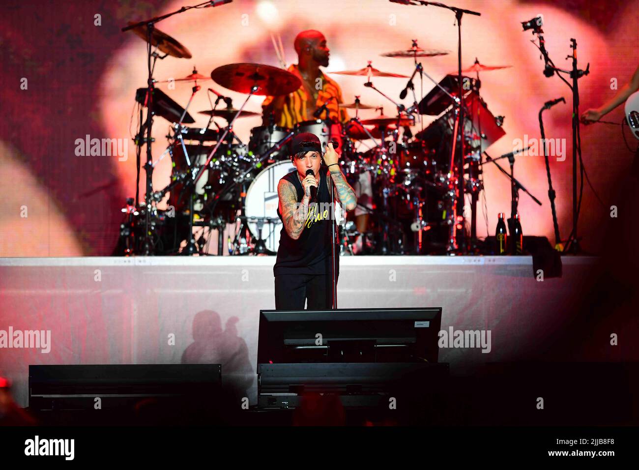 Italian singer Ultimo perform during “Ultimo Stadi 2022” tour, last ...