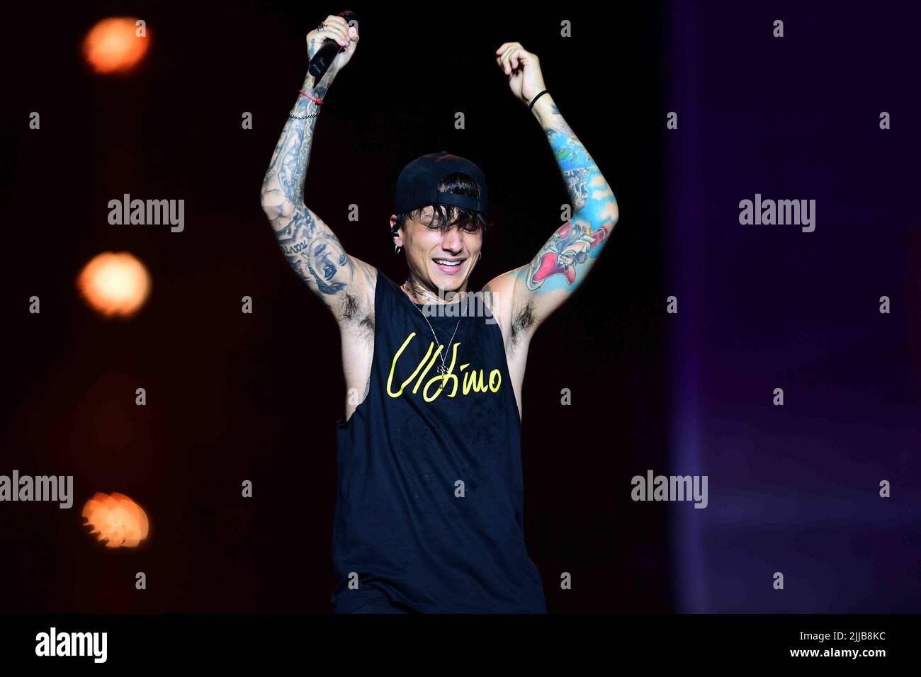 Italian singer Ultimo perform during “Ultimo Stadi 2022” tour, last ...