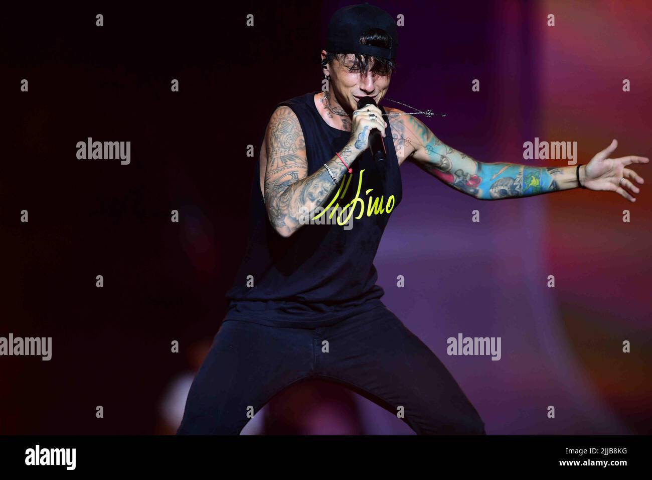 Italian singer Ultimo perform during “Ultimo Stadi 2022” tour, last ...
