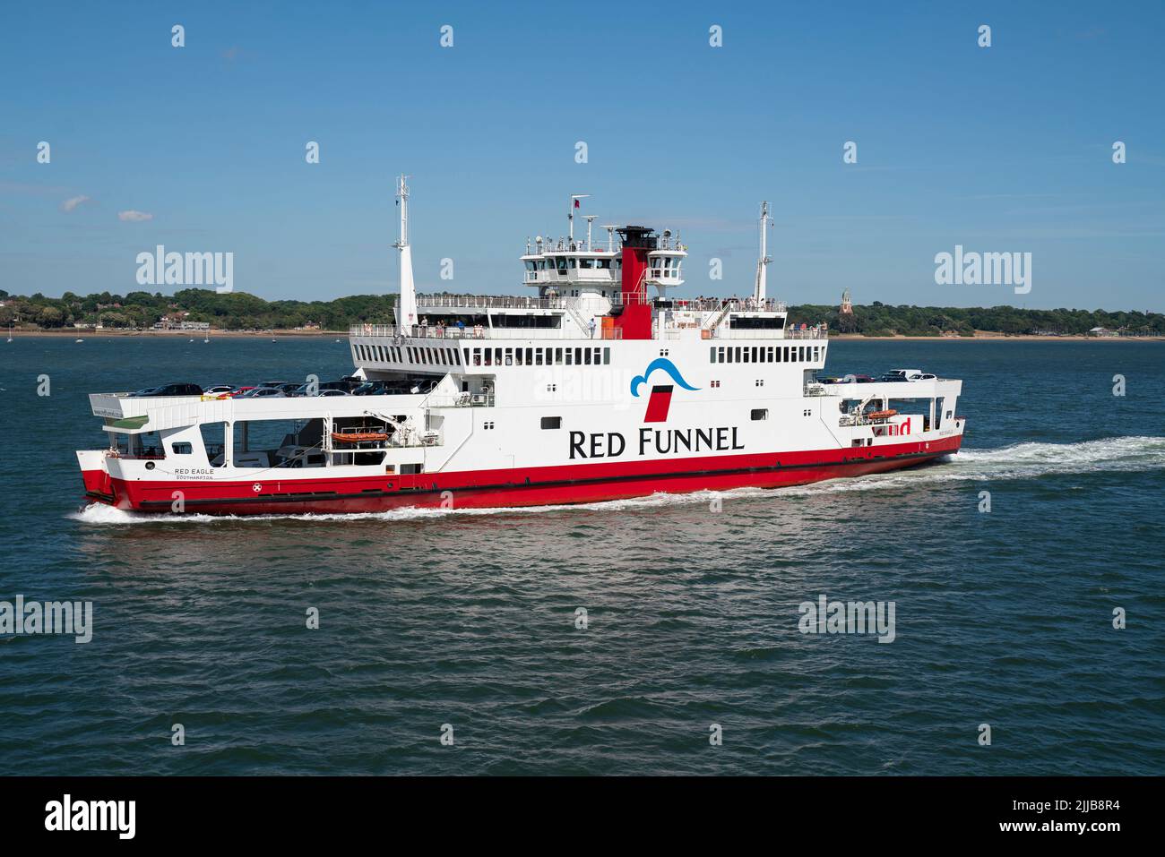 The Red Funnel ferry the 'Red Eagle' crosses the Solent from Cowes on ...