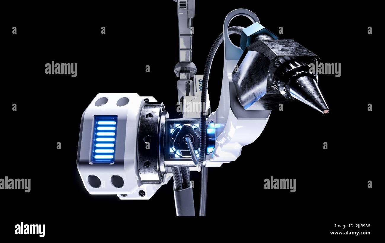 3d rendering of industrial robotic arm with Mechanical rotating ...