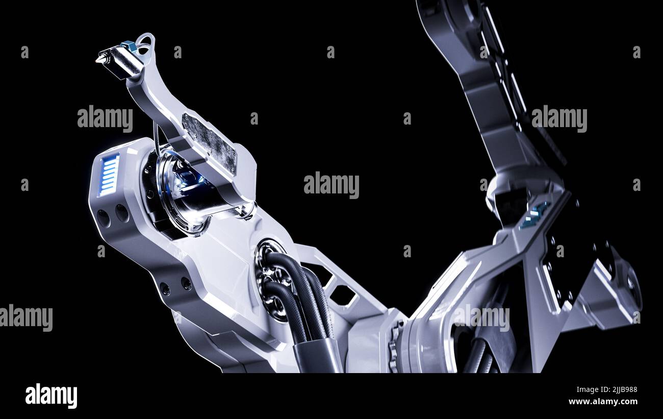 3d rendering of industrial robotic arm with Mechanical rotating ...