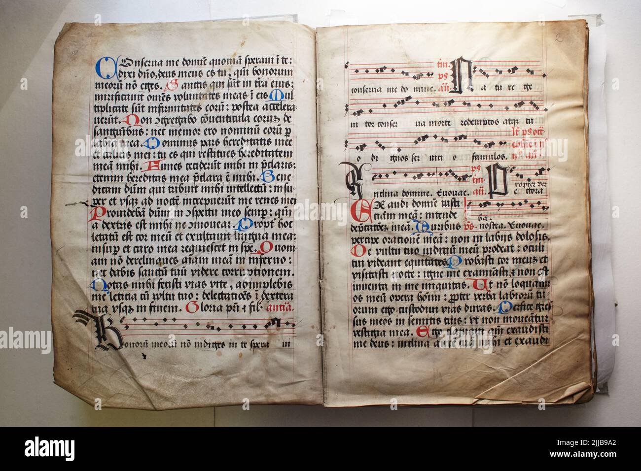 Medieval monastic manuscript, sheet music, monastic chant prayers ...