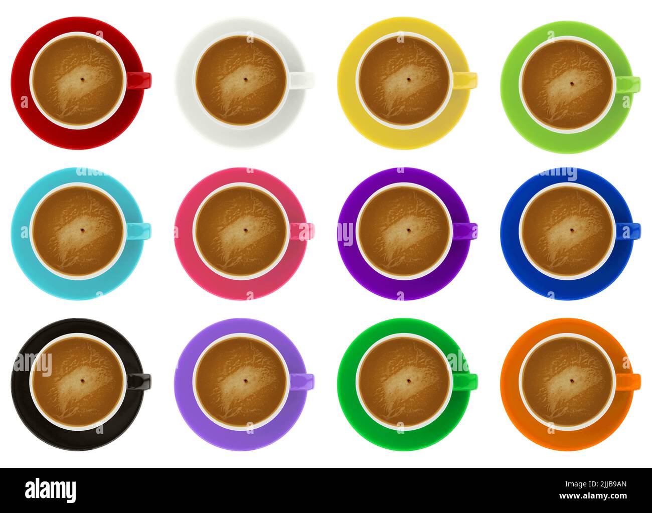 Set of colorful coffee cups isolated on white Stock Photo - Alamy
