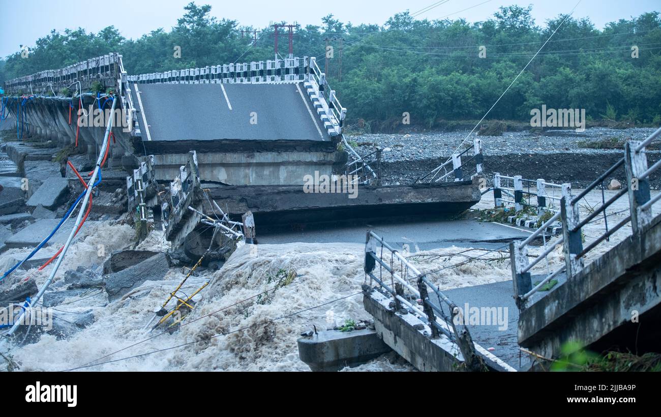 Disaster clouds burst in Himalayas heavy rainfall bridge collapsed ...